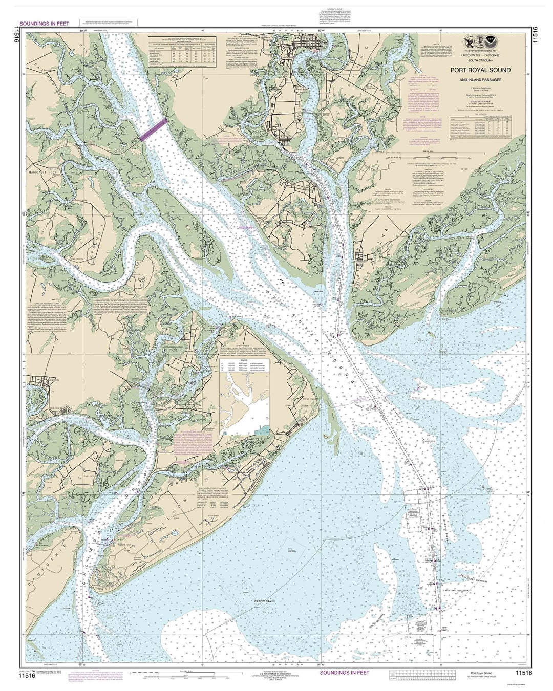 Port Royal Entrance 2013 Map-nautical Chart-south Carolina-reprint ...