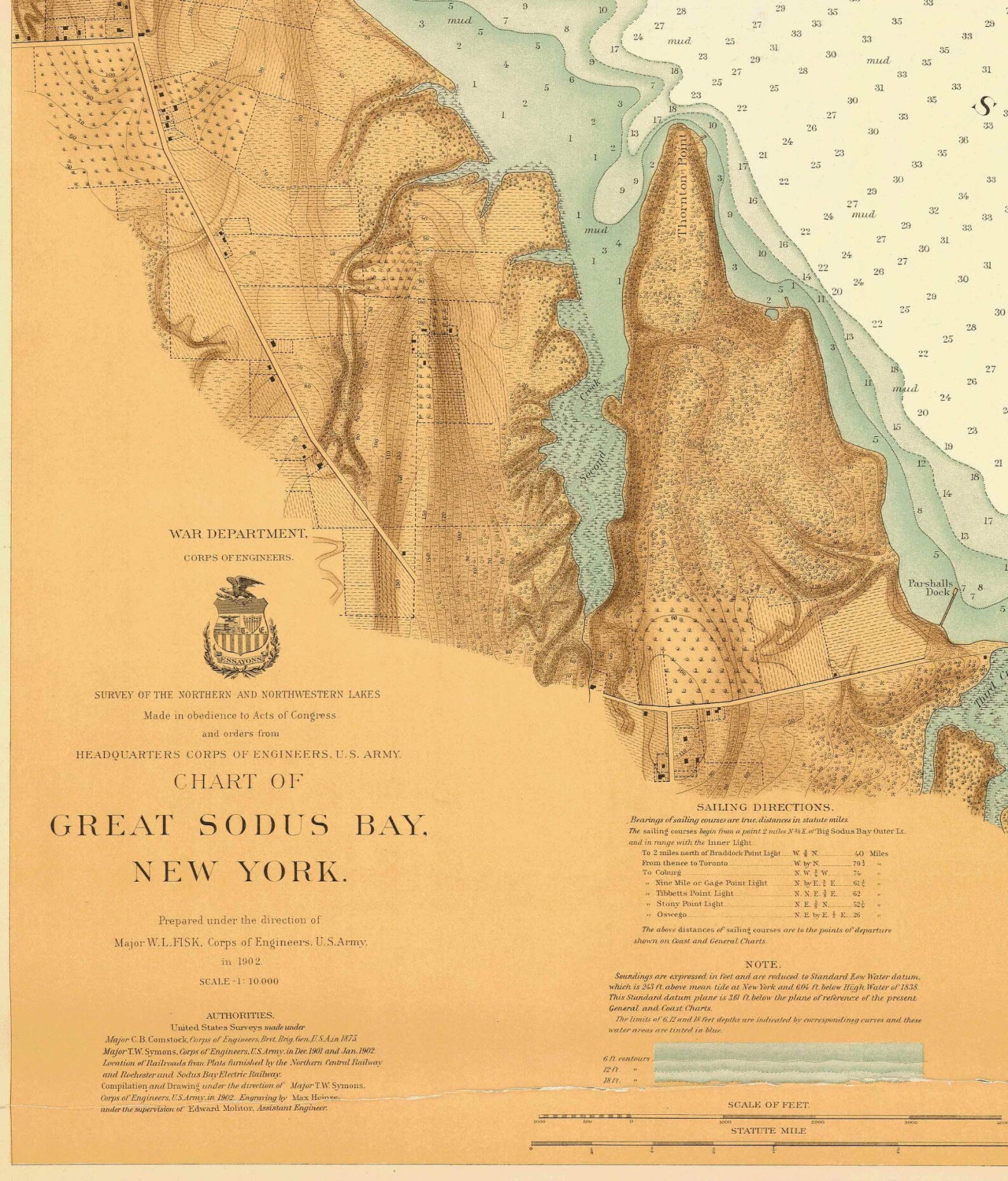 Great Sodus Bay New York 1902 Nautical Map Lake Ontario - Etsy