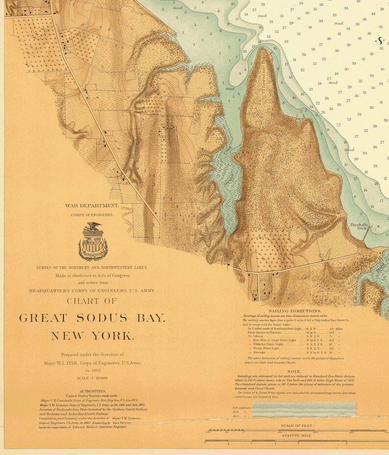 Great Sodus Bay, New York - 1902 Nautical Map - Lake Ontario - Great ...