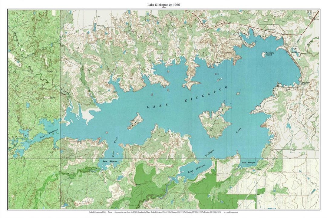 Lake Kickapoo 1966 Texas Old Map - USGS Custom Composite Lake - Reprint ...