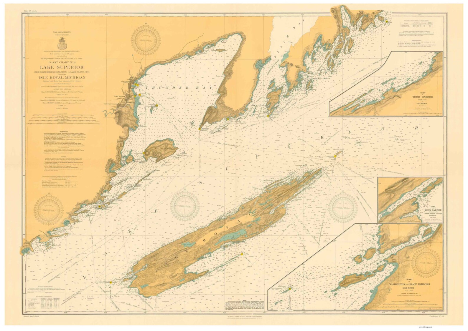 Grand Portage Bay (MI) to Lamb Island, Ontario - 1909 With Isle Royal ...