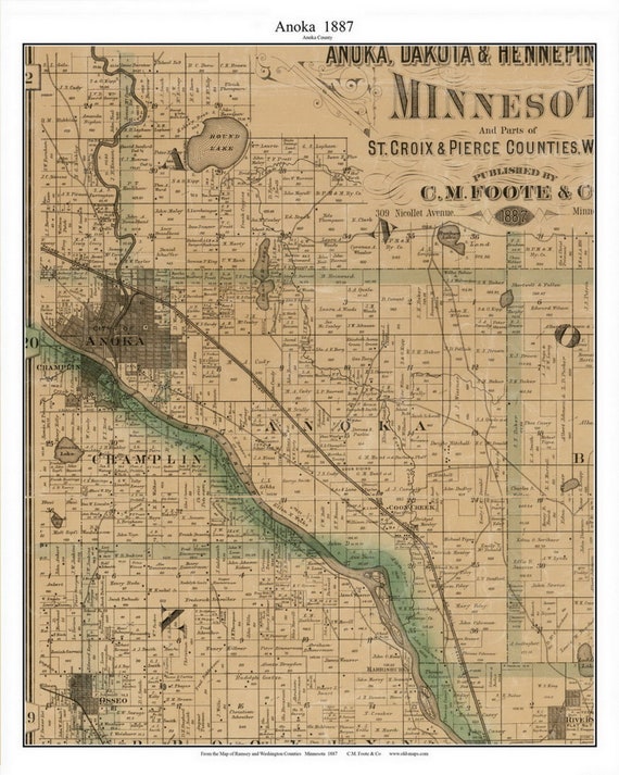 Reprint Genealogy Ramsey Washington County MN TM Nininger 1887 Old Town ...