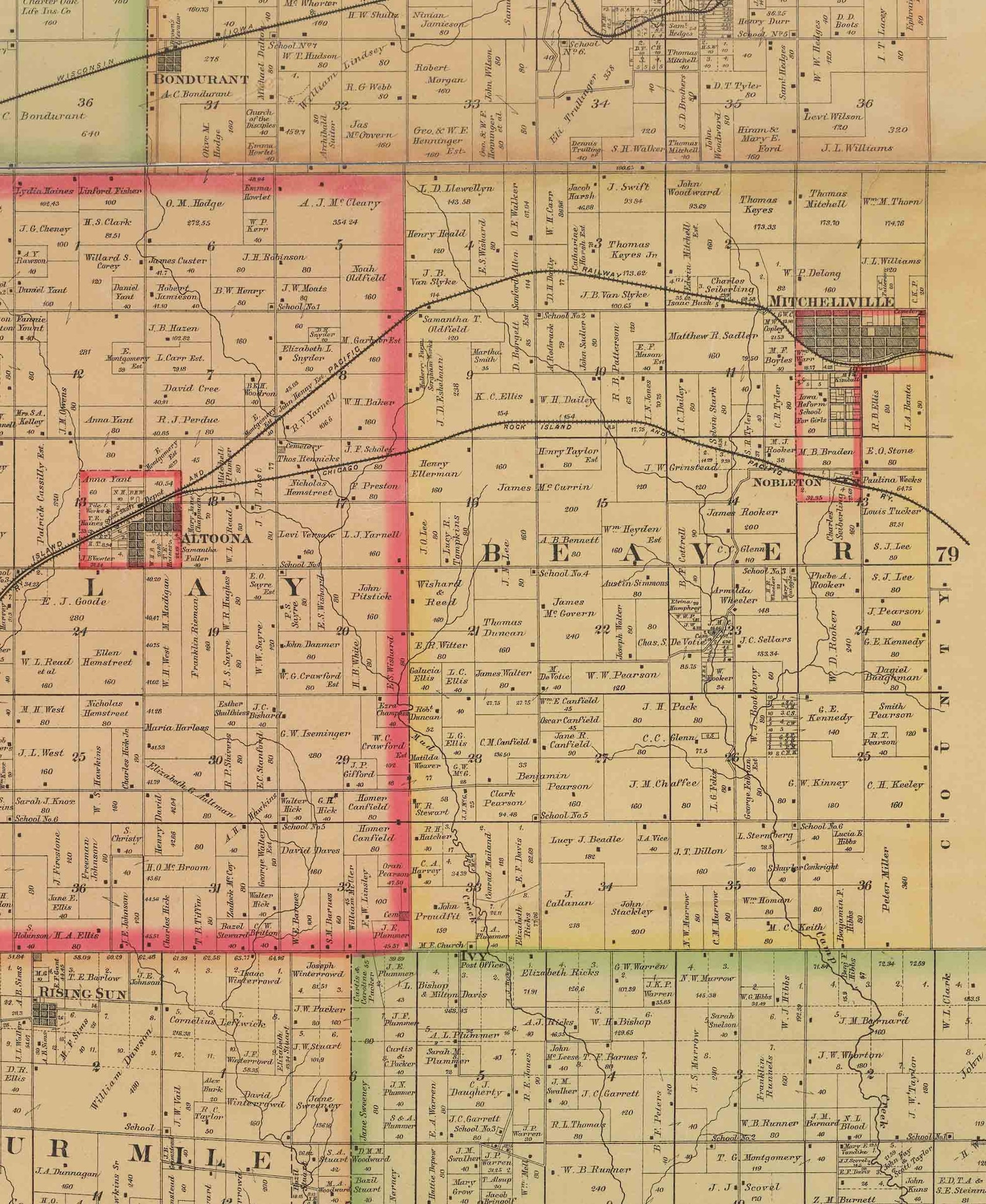 Polk County Iowa 1885 Old Wall Map With Landowner Names Farm - Etsy