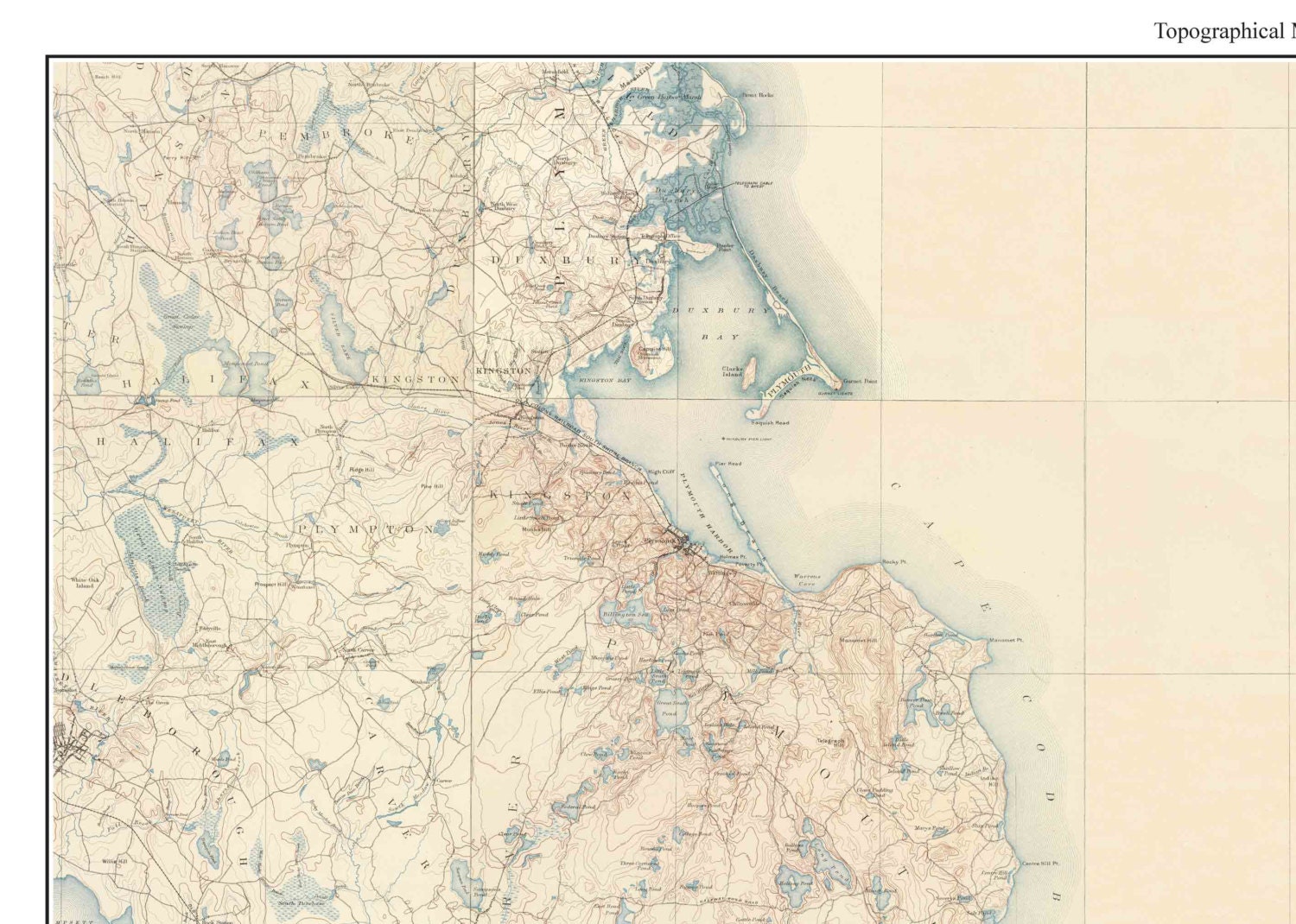 Cape Cod 1890 USGS Old Topographic Map WIDE Custom Composite - Etsy