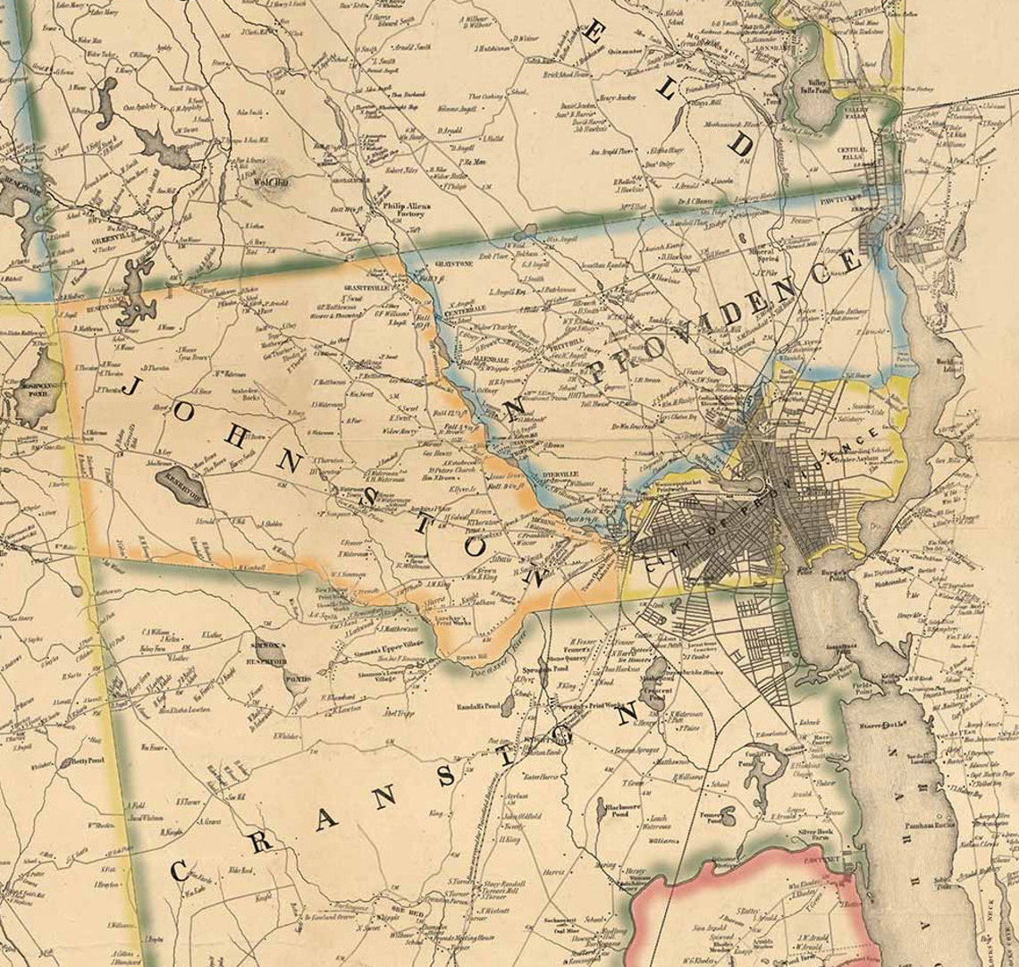 Providence County Rhode Island 1851 Old Wall Map Reprint - Etsy