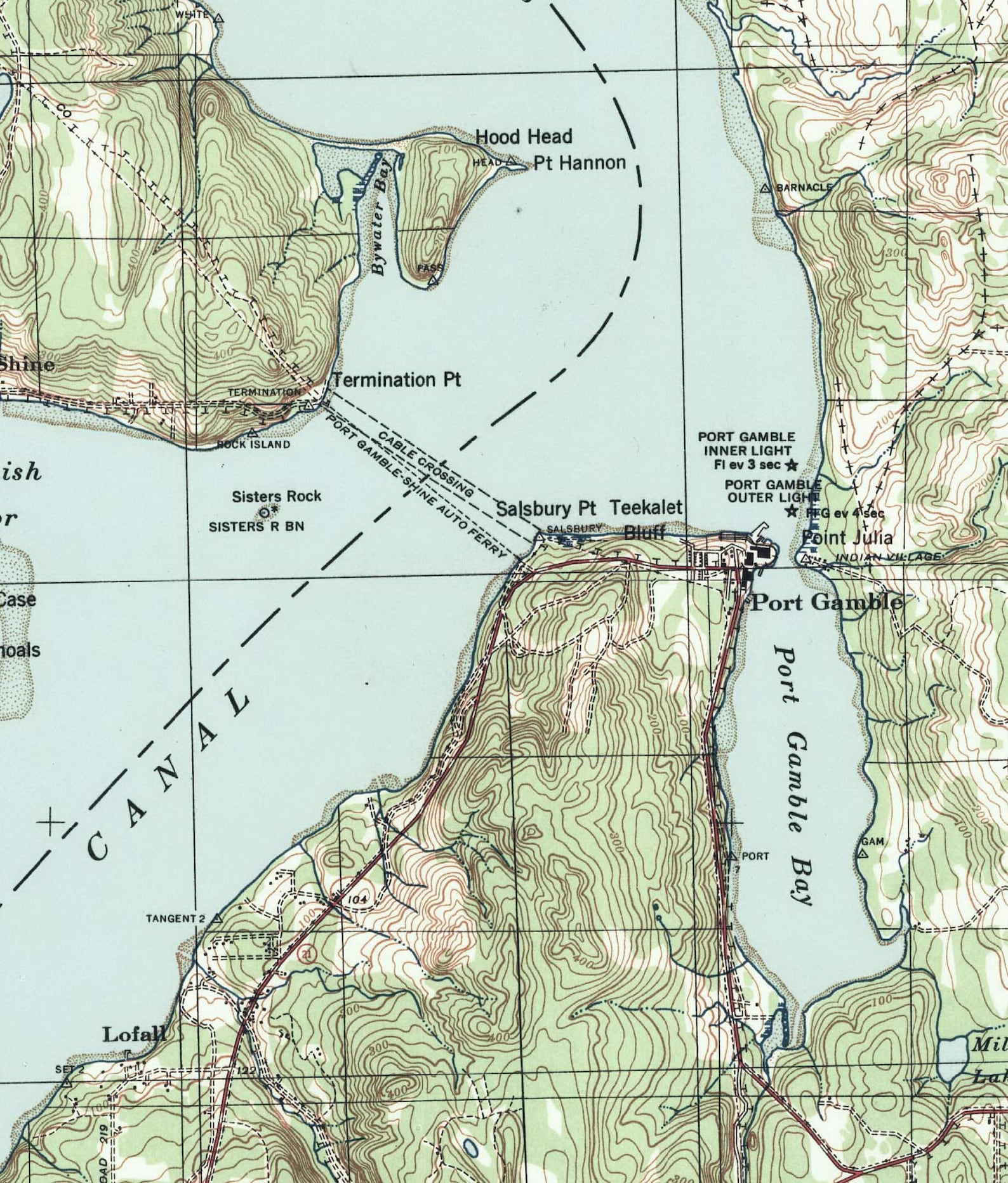 Hood Canal Ca. 1940 USGS Old Topographic Map Custom | Etsy