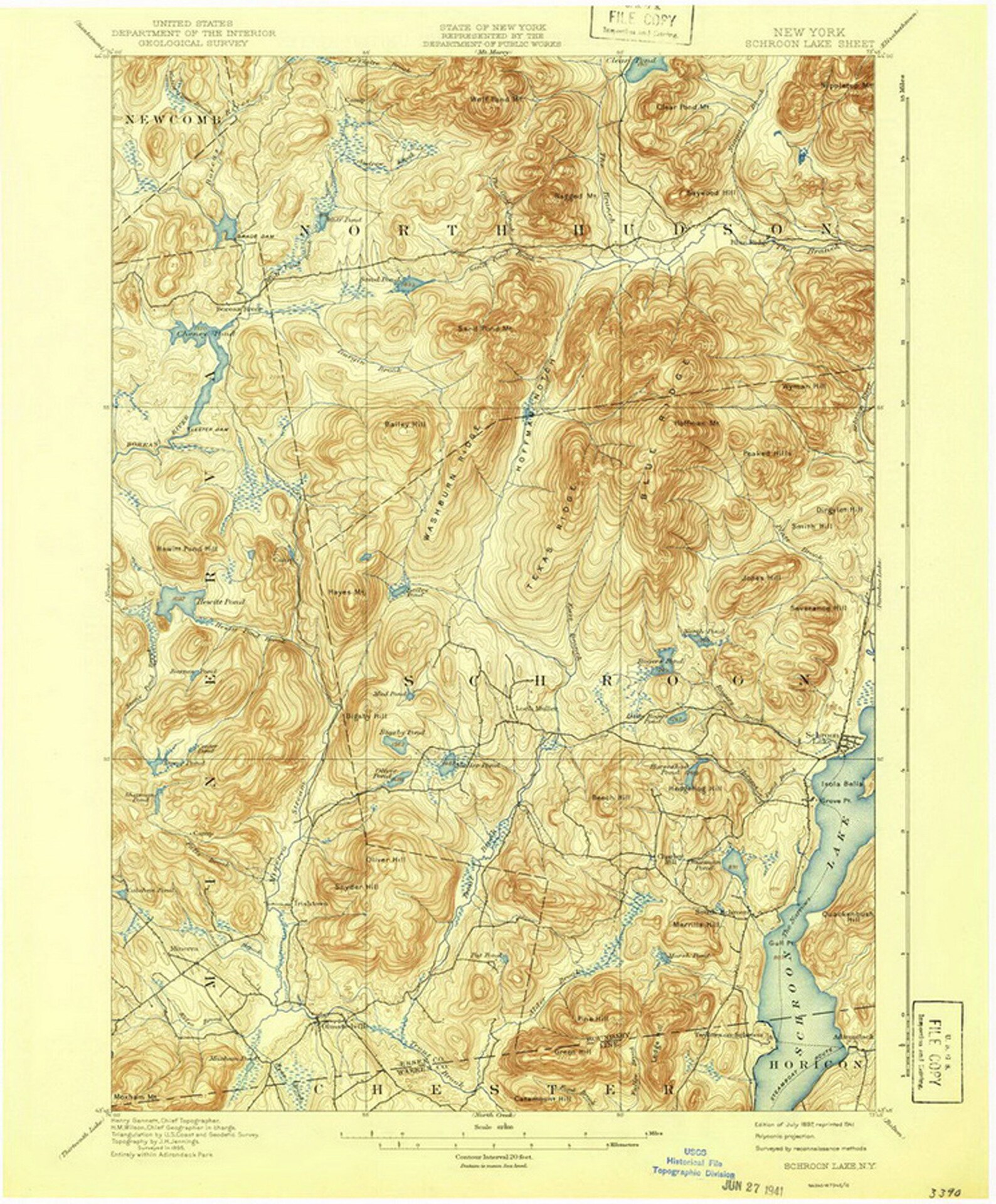 Schroon Lake 1897 1941 Old Map North Hudson Minerva Texas - Etsy