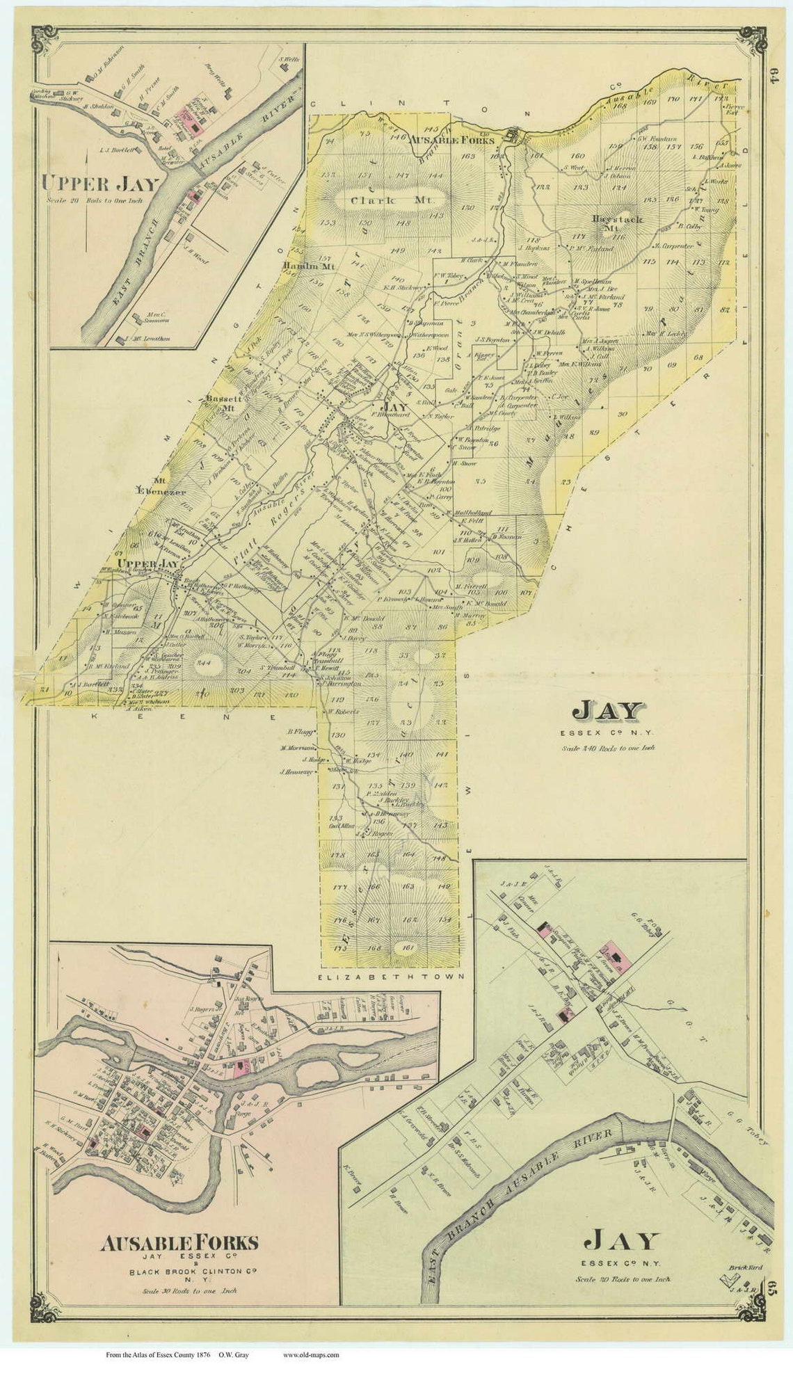 Jay New York 1876 Map Reprint Essex Co NY Atlas - Etsy