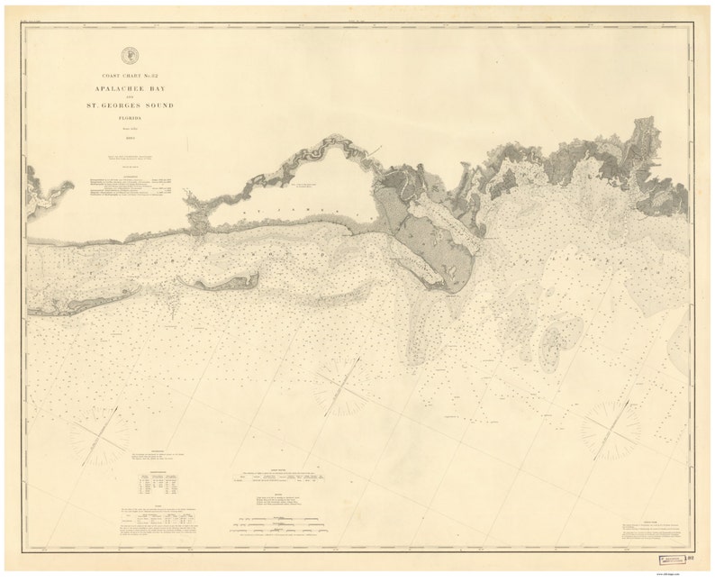 Apalachee Bay and St. Georges Sound 1883 Nautical Map | Etsy