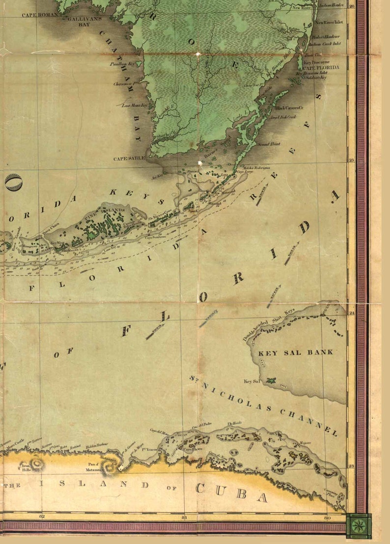 Florida 1829 State Map by Searcy Reprint - Etsy