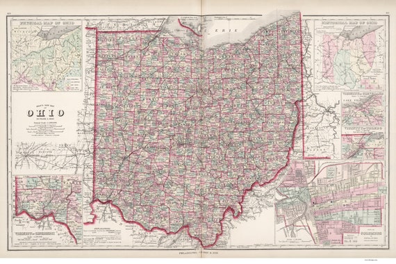 Ohio 1878 Old Map O.W. Gray State Map USA Atlas - Etsy