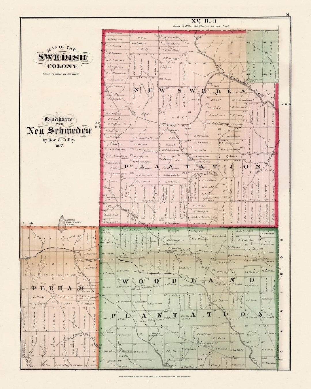 Swedish Colony, New Sweden, Woodland Plantation, Perham 1877 Old Town ...