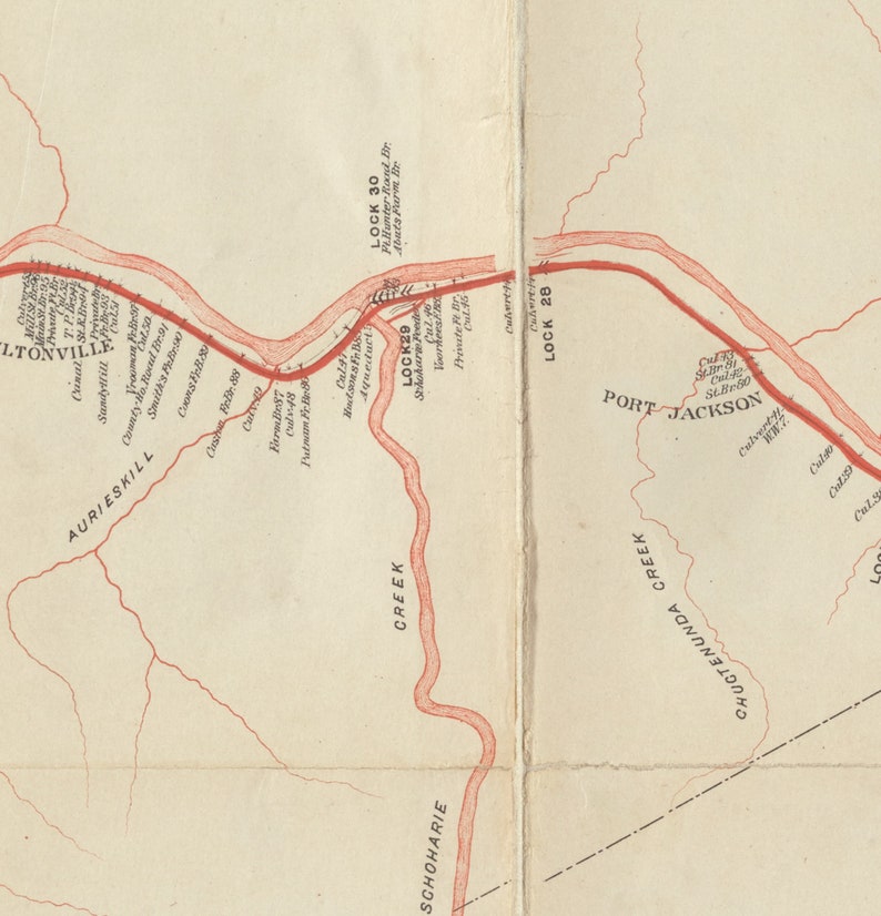 Erie Canal Eastern Section 1881 Old Map Reprint New York Etsy