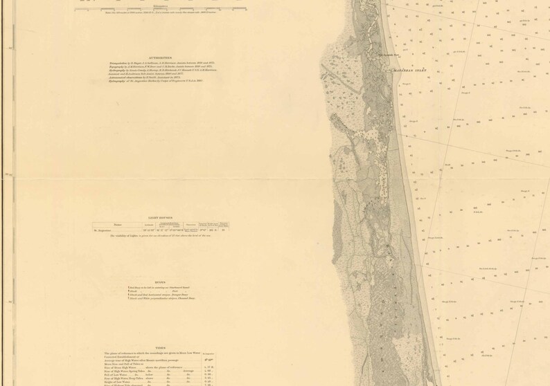 St Augustine Inlet to Halifax River 1893 Nautical Map - Etsy