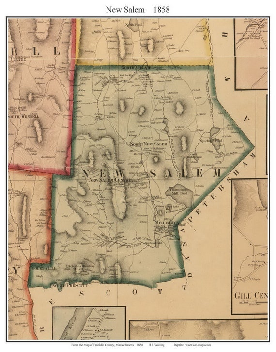 New Salem 1858 Old Town Map With Homeowner Names | Etsy