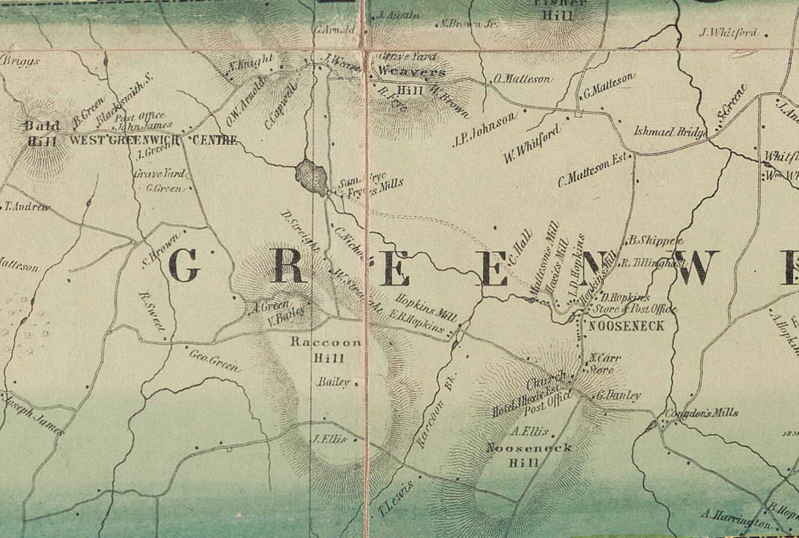 Kent County Rhode Island 1855 Old Map Homeowner Names | Etsy