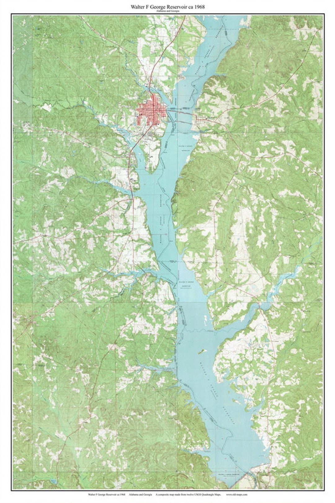 Walter F George Reservoir 1968 Alabama Old Topographic Map USGS Eufaula ...