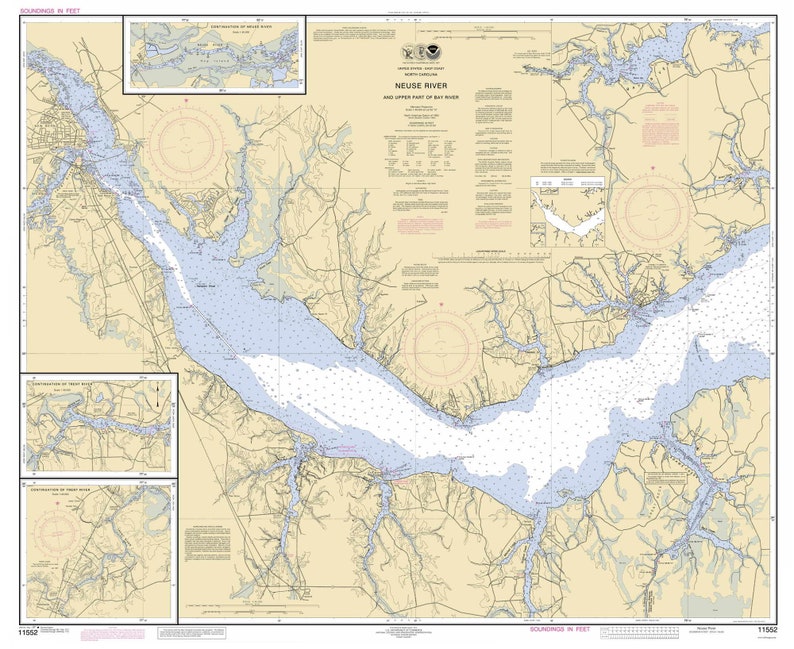 Neuse River 2012 Old Map Nautical Chart North Carolina reprint AC ...