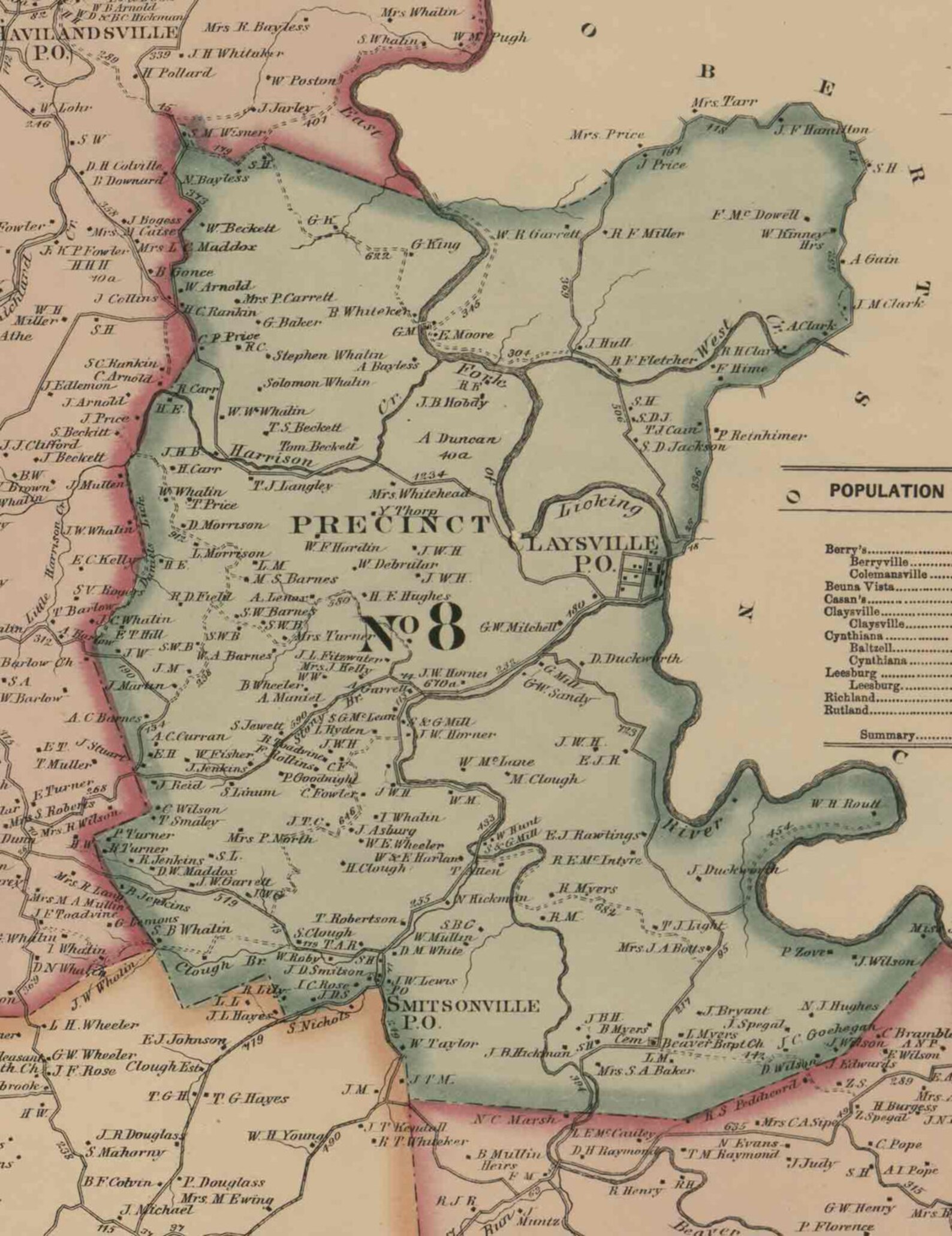 Harrison County Kentucky 1877 - Old Wall Map With Homeowner Names ...