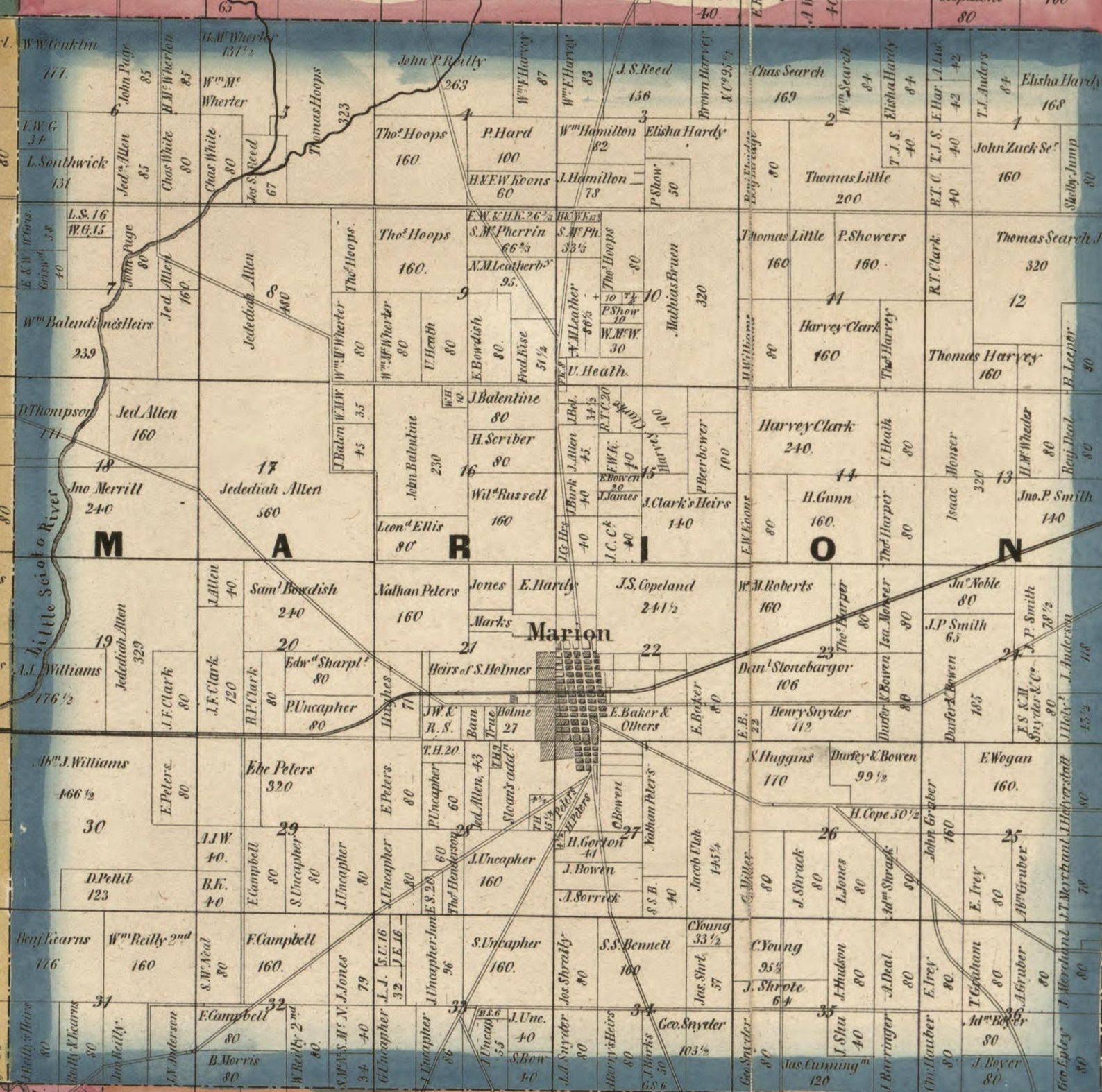 Marion County Ohio 1852 Old Wall Map Reprint With Homeowner | Etsy