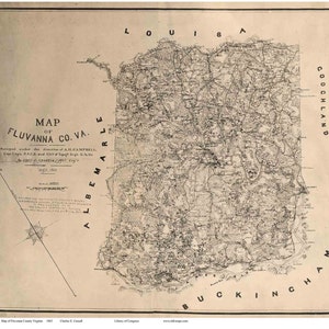 Fluvanna County Virginia 1863 Old Wall Map With Homeowner Names Reprint ...