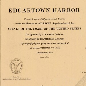 Edgartown Harbor, MA -1848 Nautical Map - Reprint - 20000 Harbors 346 ...