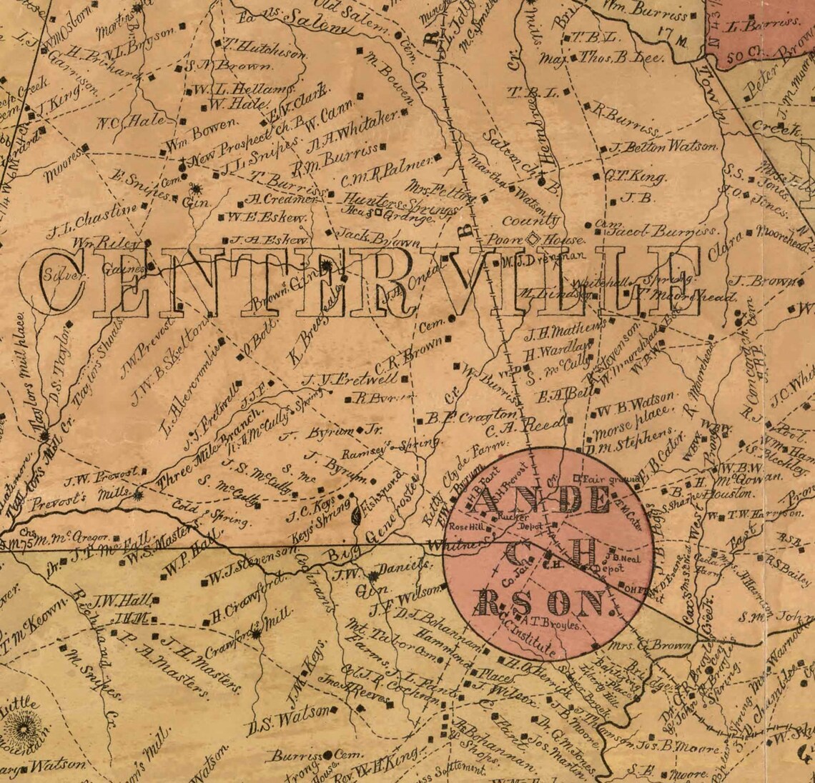 Anderson County South Carolina 1877 Wall Map With Homeowner - Etsy