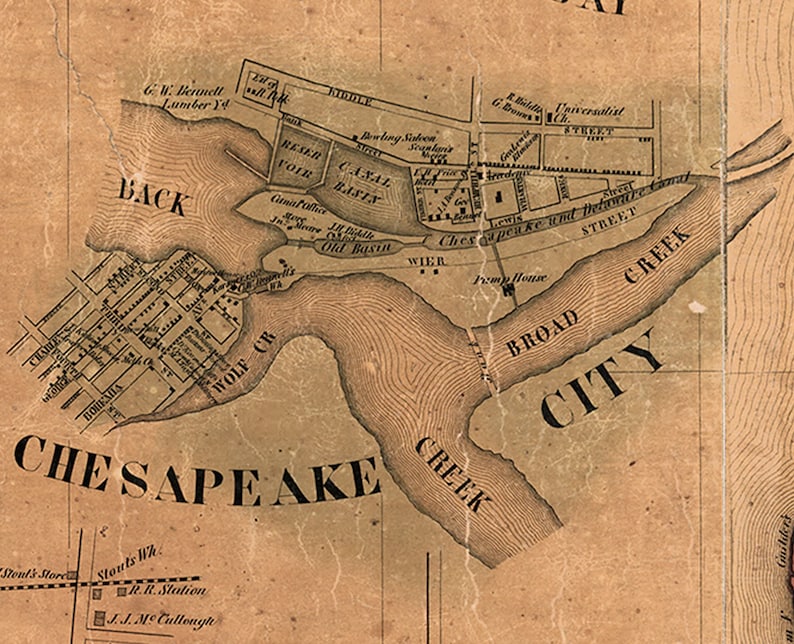 Cecil County, Maryland 1858 by Simon J. Martenet - Old Wall Map Reprint ...