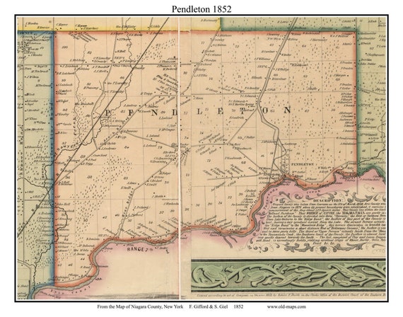 Pendleton 1852 Old Town Map With Homeowner Names New York - Etsy
