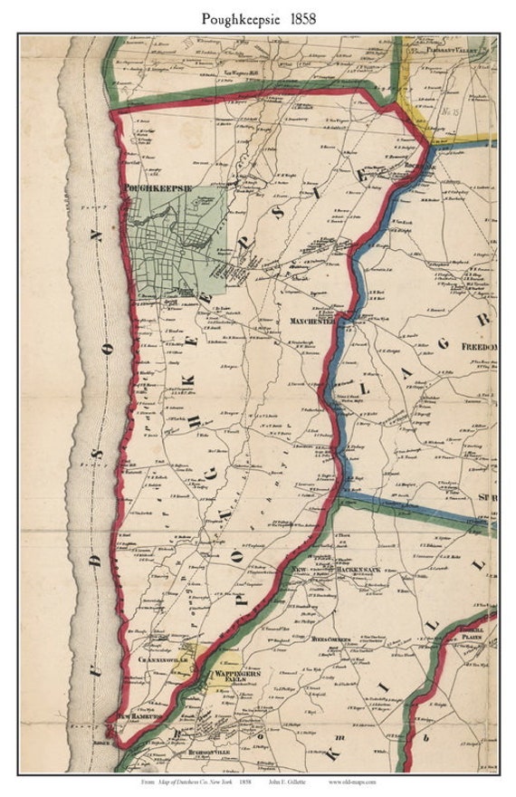 Poughkeepsie 1858 Old Town Map With Homeowner Names New York | Etsy