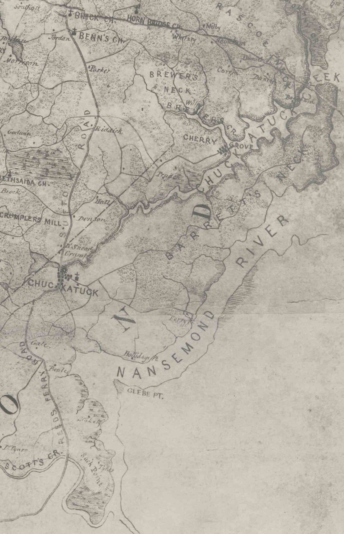 Isle of Wight & (part Of) Nansemond Counties Virginia 1864 - Old Wall ...