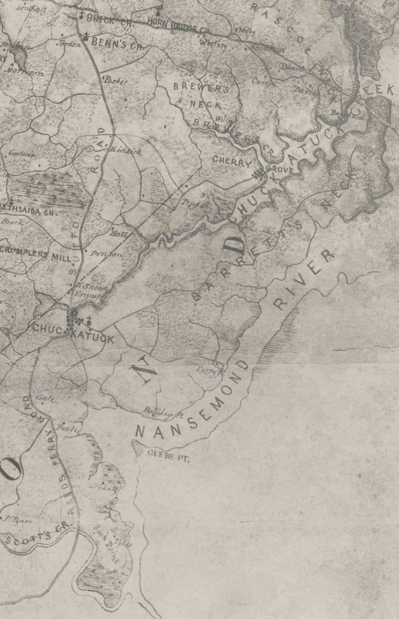 Isle of Wight & part of Nansemond Counties Virginia 1864 - Etsy.de