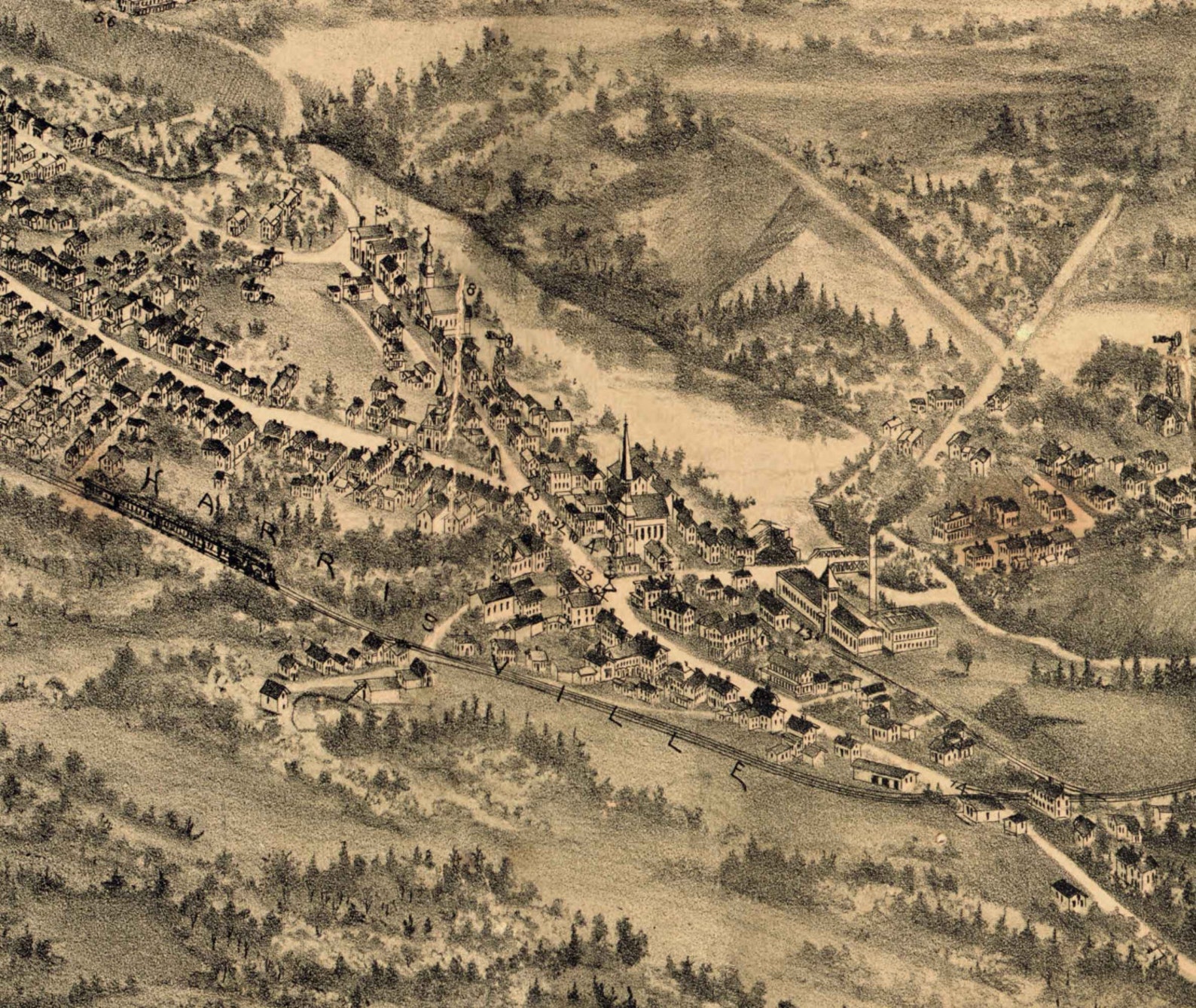 Pascoag Rhode Island - 1895 Birds Eye View - O.H. Bailey & Co. Reprint ...