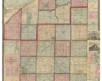 Stark County Ohio 1850 Old Wall Map Reprint With Homeowner | Etsy