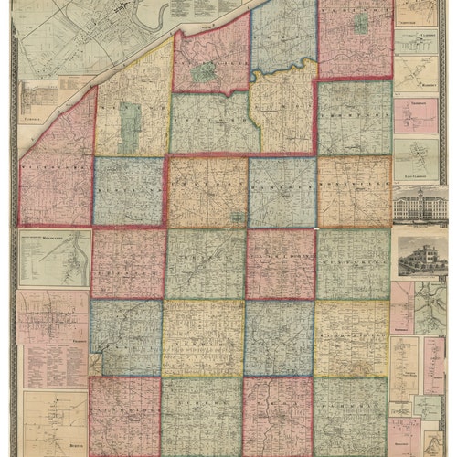 Mahoning County Ohio 1860 Old Wall Map Reprint With - Etsy