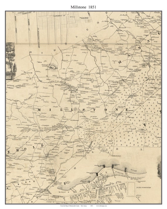 Millstone 1851 Old Town Map With Homeowner Names Perinneville - Etsy