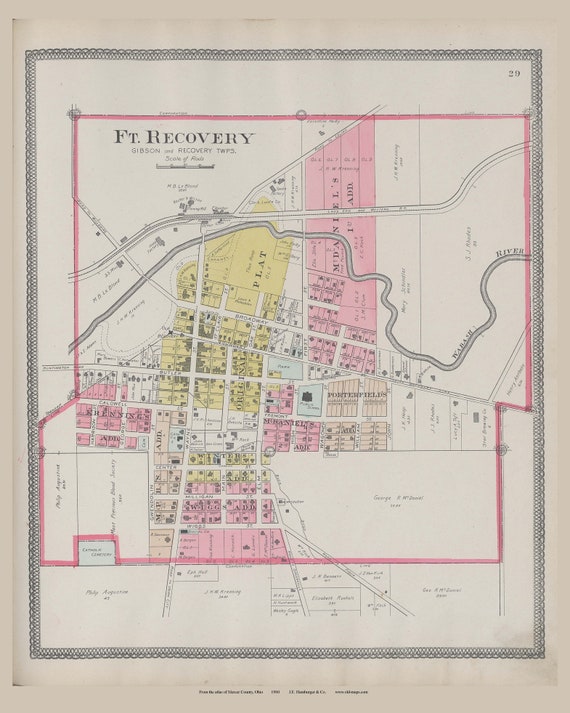 Ft Recovery 1900 Old Town Map With Homeowner Names Ohio - Etsy
