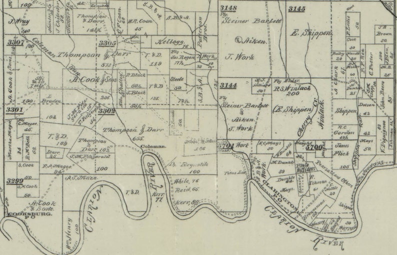Forest County Pennsylvania 1895a Old Wall Map With Landowner | Etsy