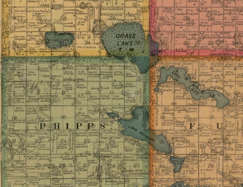 Codington County South Dakota 1898 Old Wall Map With - Etsy