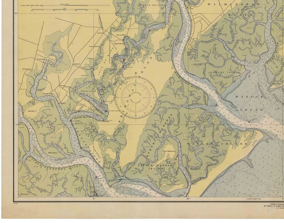 Savannah River and Wassaw Sound 1944-old Map Nautical - Etsy