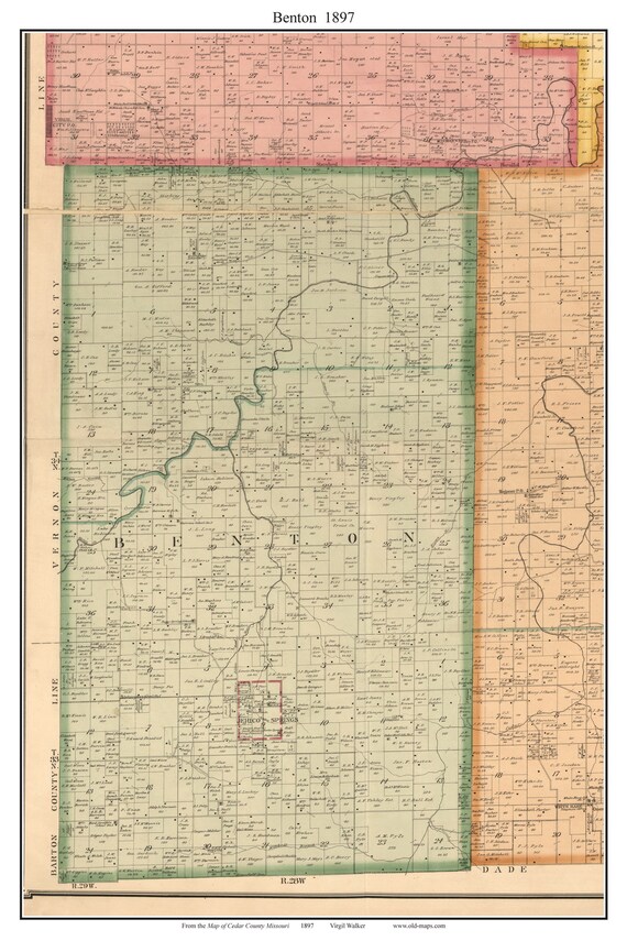 Benton 1897 Old Town Map With Homeowner Names Jericho | Etsy