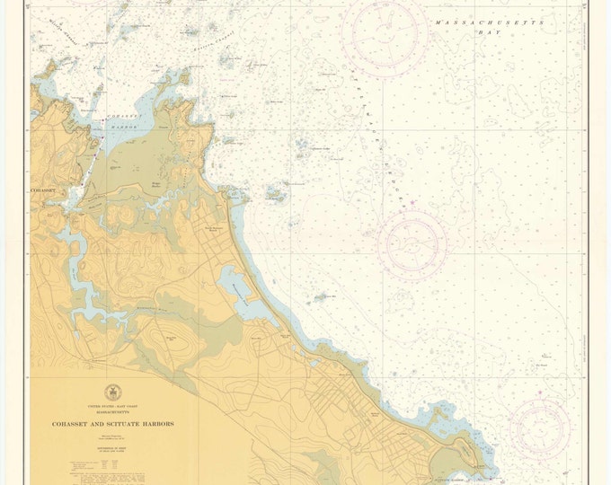 COHASSET and SCITUATE HARBORS, Massachusetts Nautical Chart 2019 - Etsy