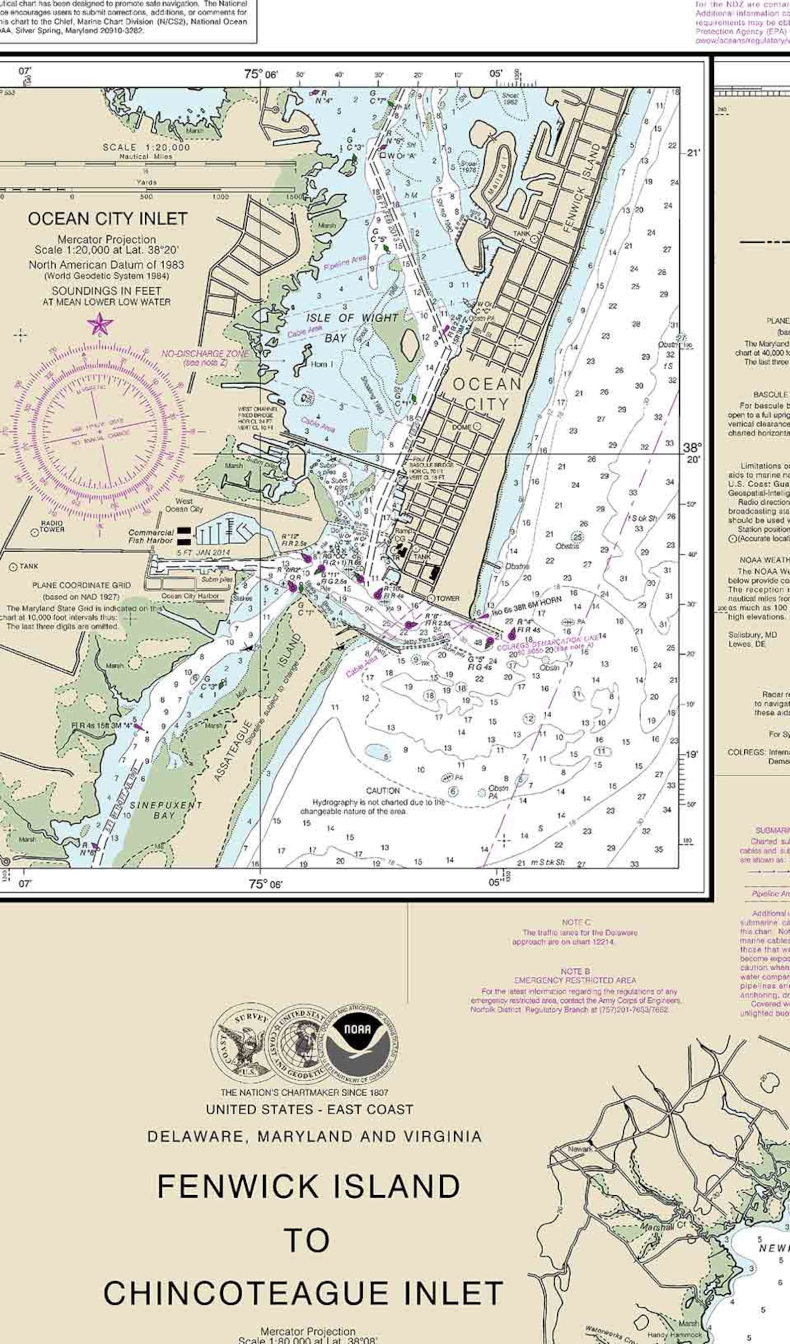 Fenwick Island to Chincoteague Inlet-2014 Nautical Map Reprint ...