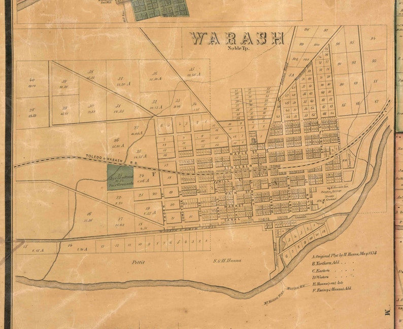 Wabash County Indiana 1861 Old Wall Map Reprint With - Etsy