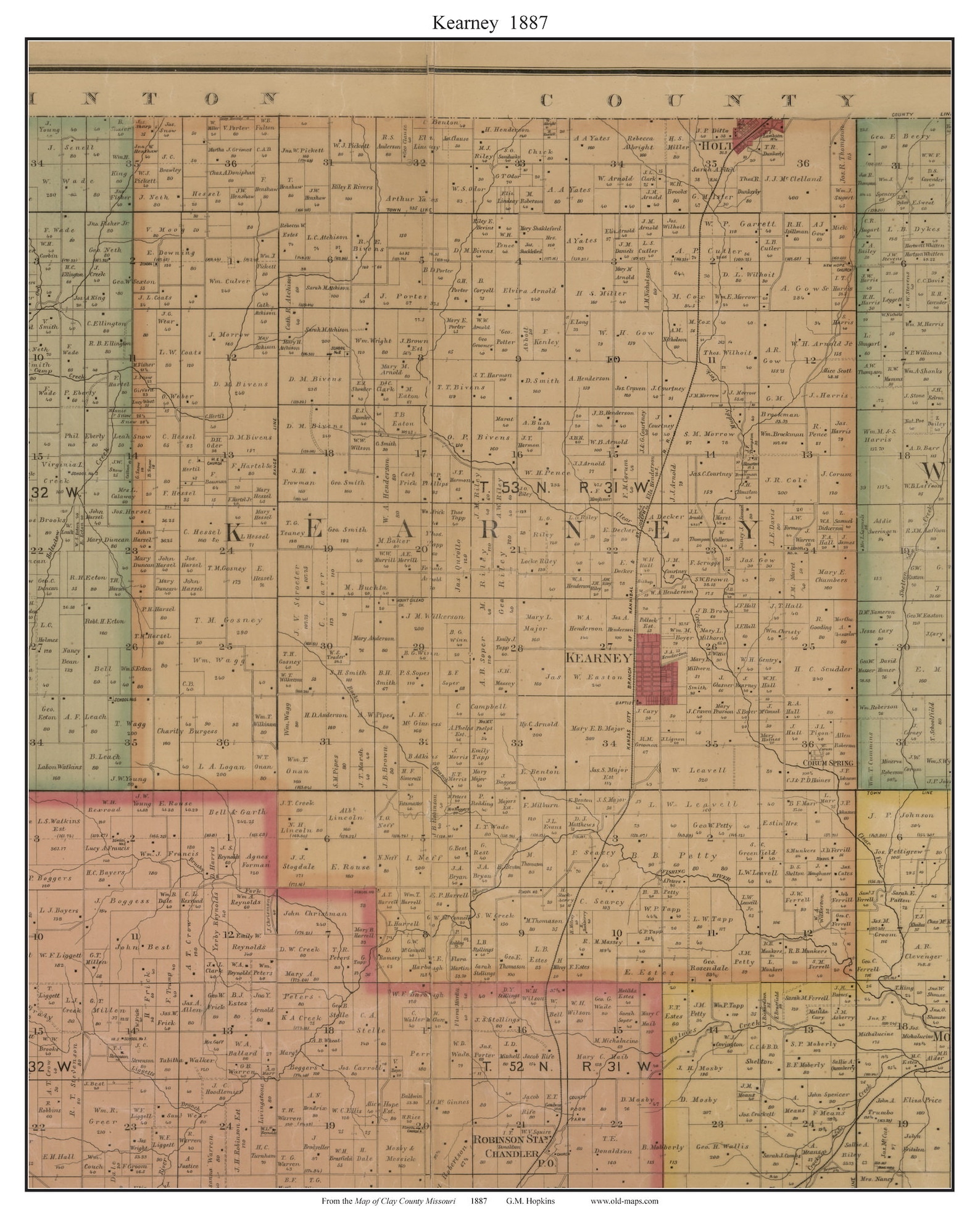 Kearney 1887 Old Town Map With Homeowner Names Holt - Etsy