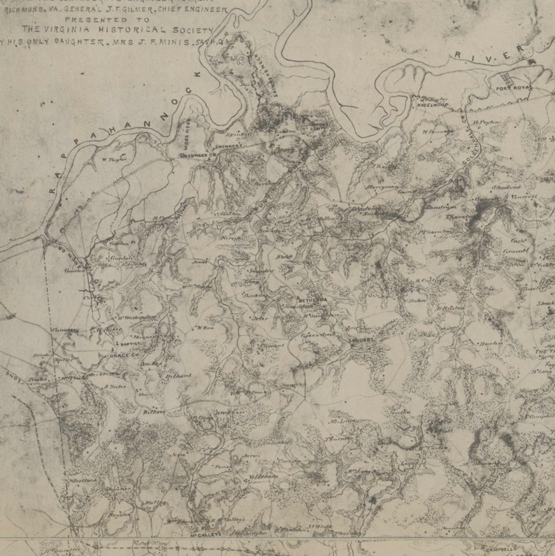 Caroline County Virginia 1860x Old Wall Map With Homeowner Names ...