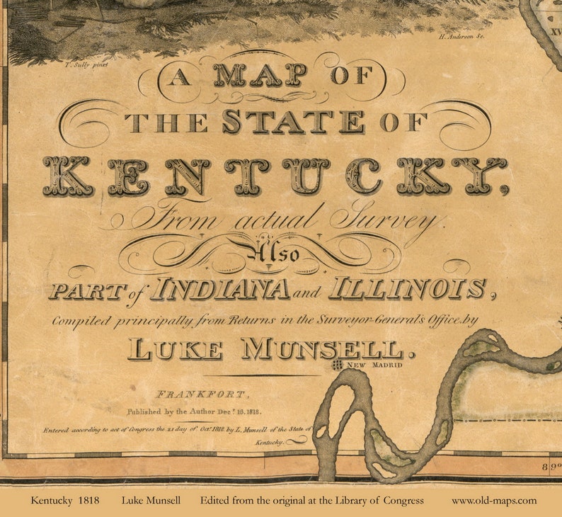 Kentucky 1818 A - State Map Munsell - Old Map Reprint - Etsy