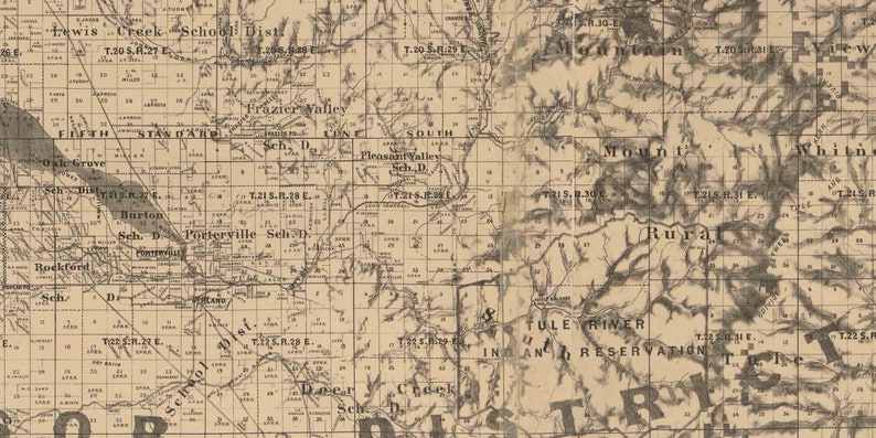 Tulare County California 1884 Old Wall Map Reprint with | Etsy