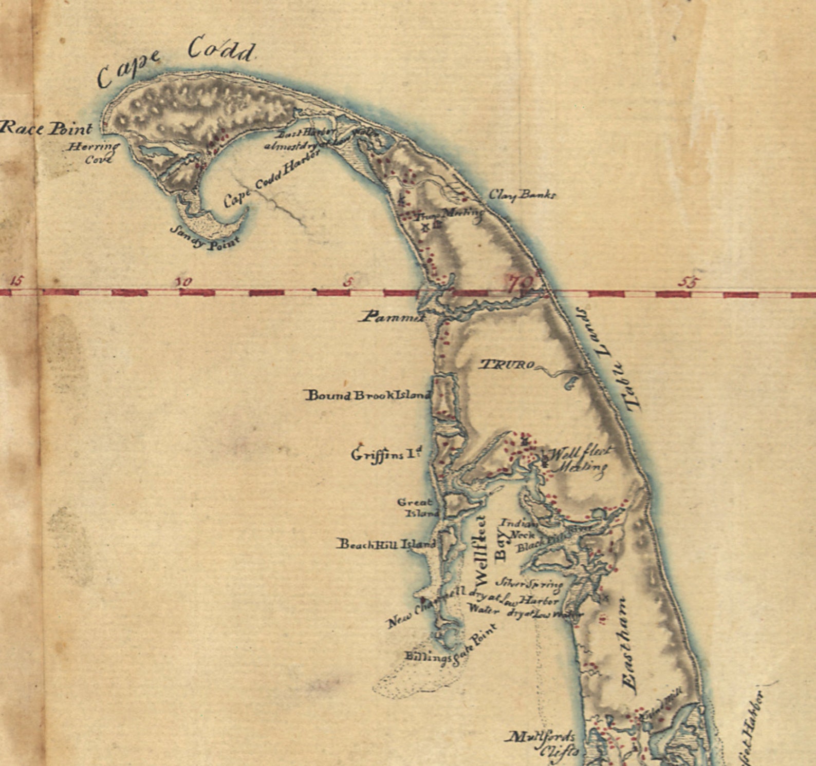Cape Cod 1775 Map Blaskowitz Reprint Excerpted From a | Etsy
