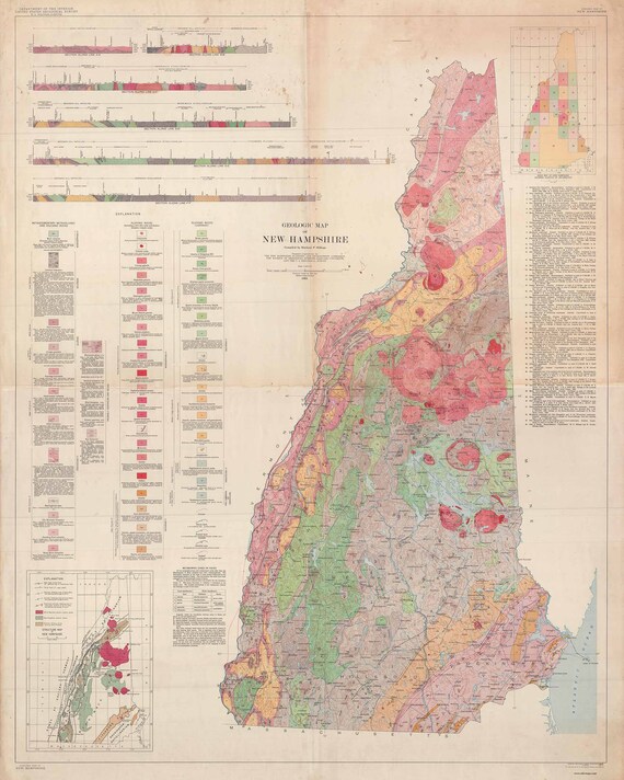 New Hampshire 1955 Geologic Map Reprint - Etsy